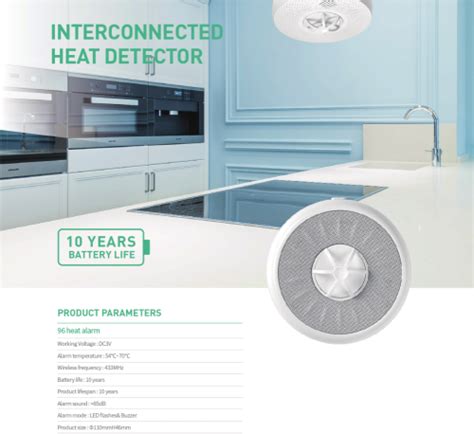 Wireless Interconnected Heat Alarm 10 Years Battery Life Anka