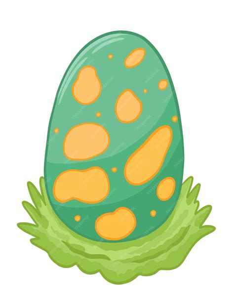 Huevo De Dinosaurio Verde En Estilo De Dibujos Animados Vector Premium