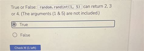 Solved True Or False Random Randint 15 ﻿can Return