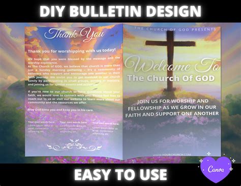 Church Bulletin Template Diy Church Weekly Bulletin Template Sunday
