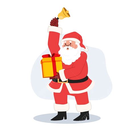 행복한 산타클로스가 선물 상자를 들고 벨을 울리고 있다 길이 지방 벨 Png 일러스트 및 벡터 에 대한 무료 다운로드 Pngtree