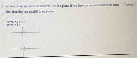 7 Write A Paragraph Proof Of Theorem 3 8 In A Plane If Two Lines Are
