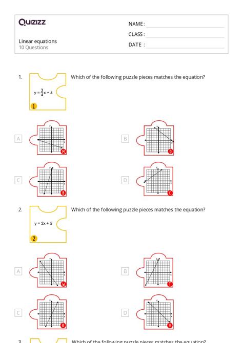 Linear Equations Worksheets For Th Grade On Quizizz Free Printable