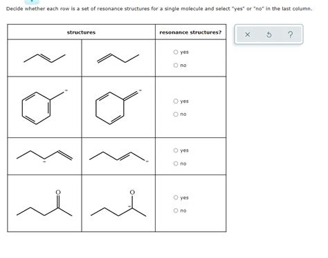 Solved Decide Whether Each Row Is A Set Of Resonance Chegg