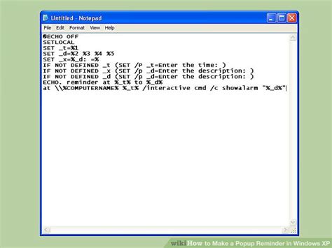 how to make a popup reminder in windows xp 9 steps