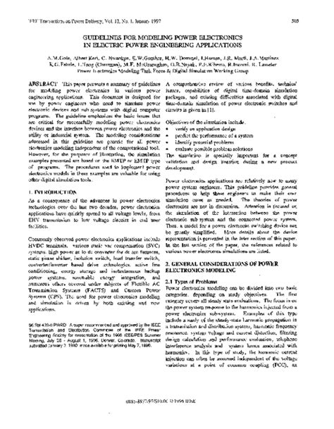 Pdf Guidelines For Modeling Power Electronics In Electric Power Engineering Applications