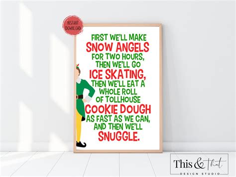 Buddy The Elf Printable Sign Funny Buddy The Elf Movie Christmas Print
