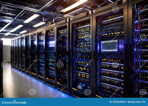 Computer Network Server Room Data Communications Technology Wiring Cables Stock Illustration