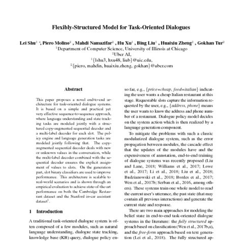 Flexibly Structured Model For Task Oriented Dialogues Acl Anthology