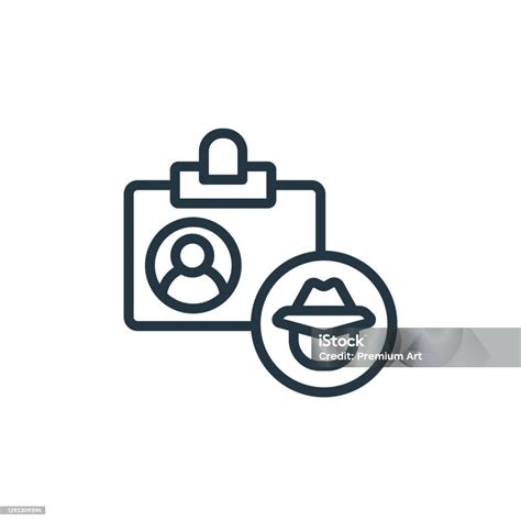 신원 도용 아이콘입니다 사이버 컬렉션에서 흰색 배경에 격리 된 얇은 선형 신원 도용 개요 아이콘 라인 벡터 사인 웹 및 모바일 기호 감시에 대한 스톡 벡터 아트 및 기타