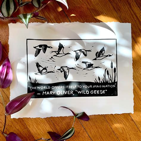 Mary Oliver Wild Geese Inspired Limited Edition Linocut Print