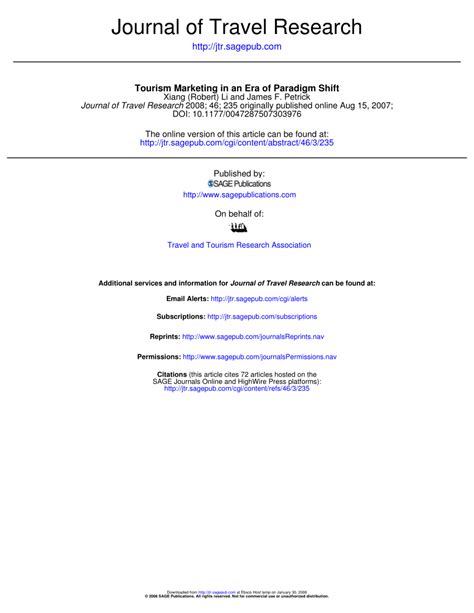 Pdf Tourism Marketing In An Era Of Paradigm Shift