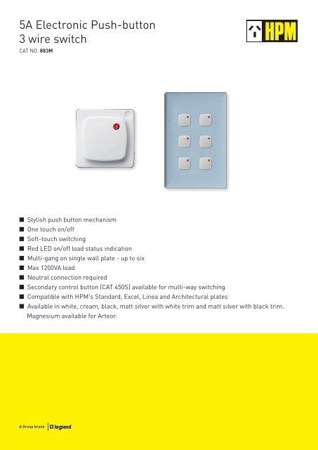 5A Electronic Push Button 3 Wire Switch HPM