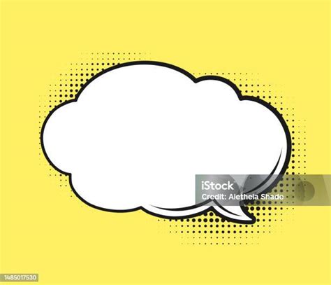 복고풍 텅 빈 만화 말풍선은 검은 하프톤 그림자가 있는 구름을 생각했다 벡터 일러스트레이션 텍스트 프레임 테두리 빈티지 디자인 팝 아트 스타일 검은색에 대한 스톡 벡터 아트