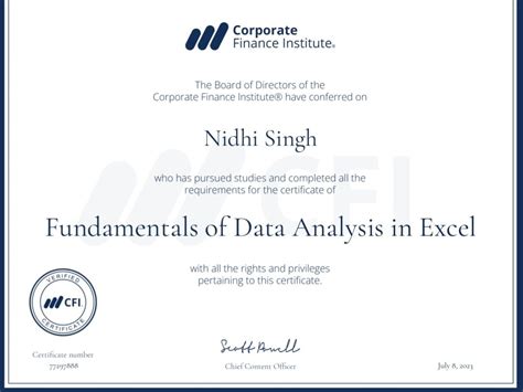 Dataanalysis Excelskills Continuouslearning Cfi Nidhi Singh