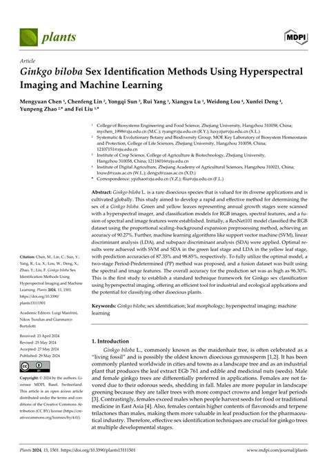 Pdf Ginkgo Biloba Sex Identification Methods Using Hyperspectral