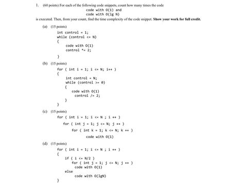 solved 1 60 points for each of the following code