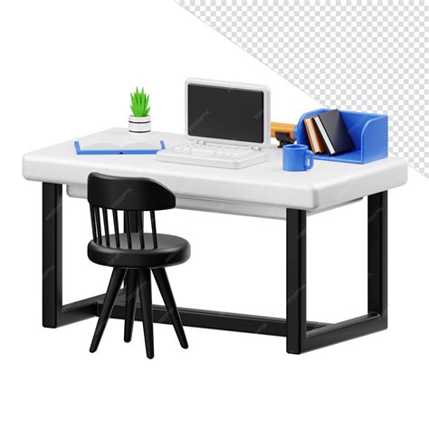 Premium Psd 3d Render Asset Design Room Desk Illustration
