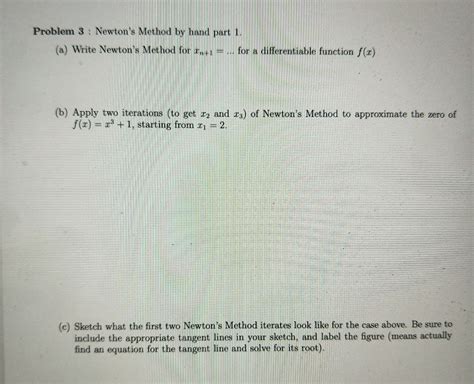 Solved Problem Newton S Method By Hand Part A Write Chegg