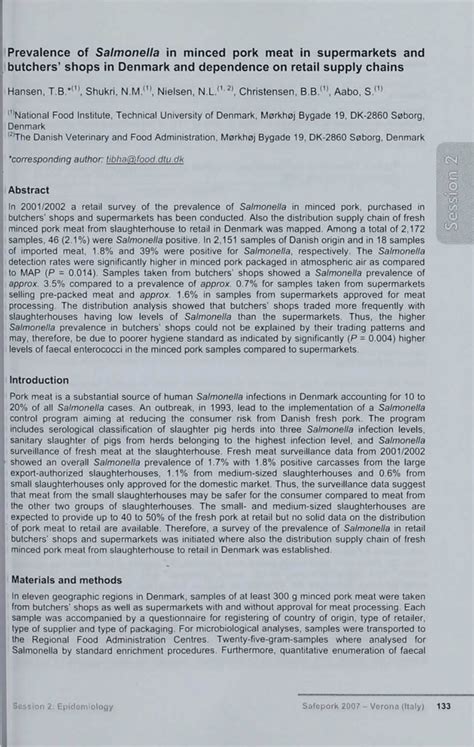 Pdf Prevalence Of Salmonella In Minced Pork Meat In Supermarkets And Butchers Shops In