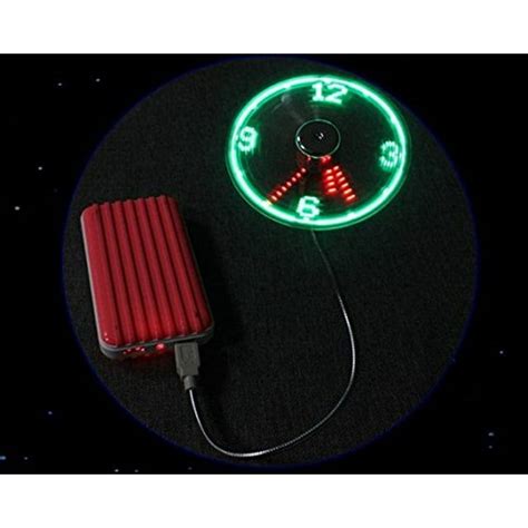 Mini Usb Powered Led Flashing Real Time Display Function Clock Fan Wire