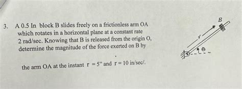 solved a 0 5 in block b slides freely on a frictionless arm