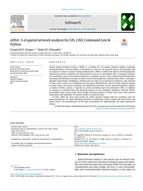 PDF SDNA D Spatial Network Analysis For GIS CAD Command Line Python