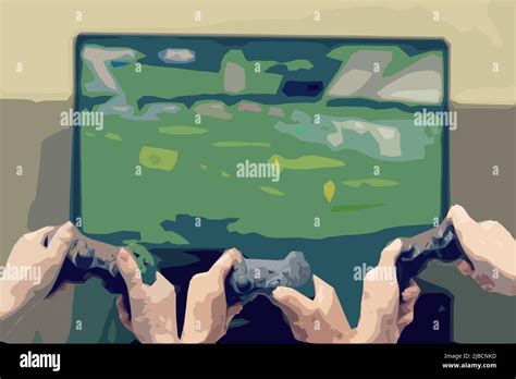 Hands Holding Wireless Gamepad Controller End Of Game Game Over Red