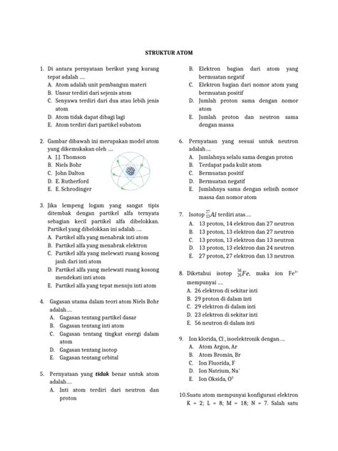 Soal Struktur Atom Pdf