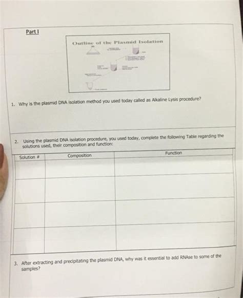 Solved Part I Outline Of The Plasmid Isolation 1 Why Is The