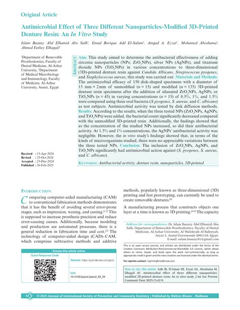 Pdf Antimicrobial Effect Of Three Different Nanoparticles Modified 3d