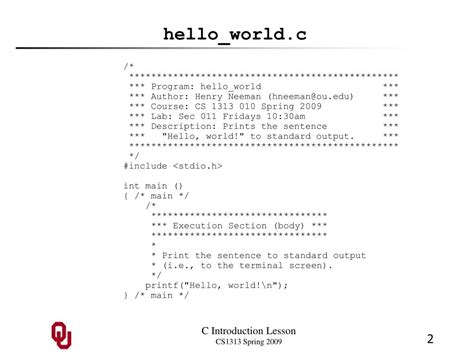 PPT C Introduction Lesson Outline PowerPoint Presentation Free Download ID 466788