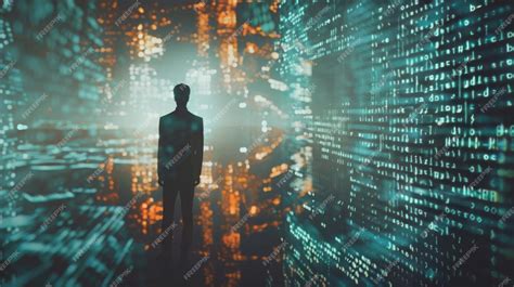 Premium Photo Businessman With Source Code Overlay Representing