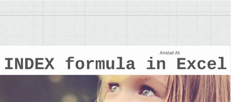 Index Formula In Excel Teaching Resources