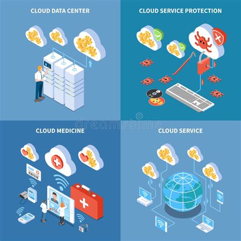 Cloud Technology Isometric Design Concept Stock Vector Illustration Of Access Medicine 135176849