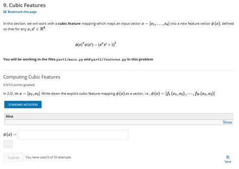 Solved 9 Cubic Features Bookmark This Page 1 Td Into