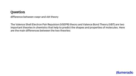 SOLVED Difference Between Vsepr And Vbt Theory