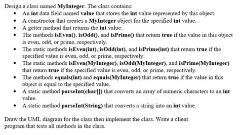 design a class named myinteger the class contains an int data field