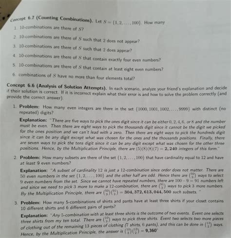 solved t 6 7 counting combinations let s {1 2 100 how