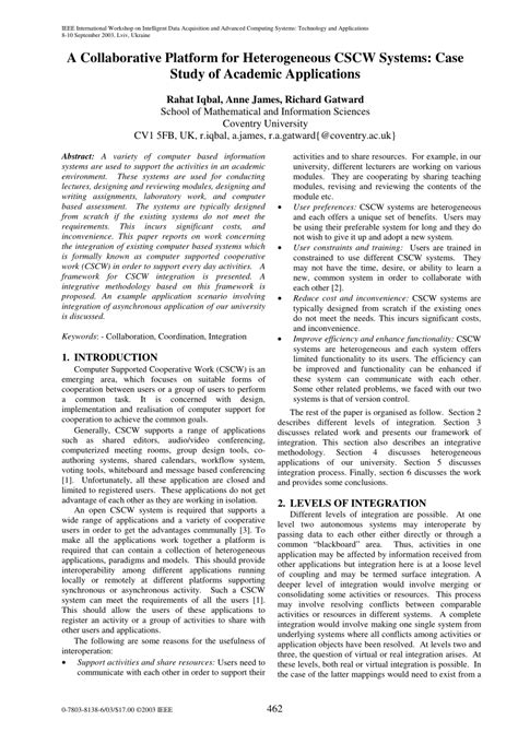 pdf a collaborative platform for heterogeneous cscw systems case