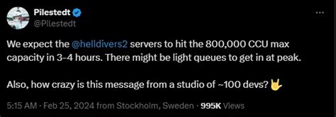 Helldivers 2 Server Capacity Raised To 800000 Players