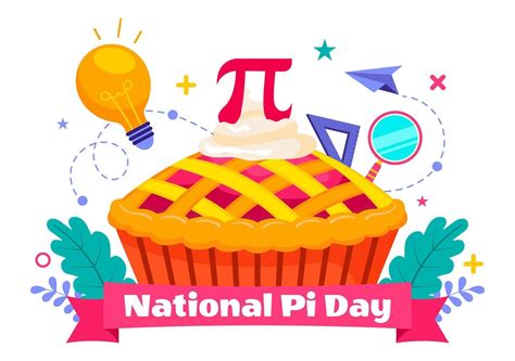 Cartoon Illustration For Pi Day Featuring Sweet Pie Math Formulas And Greek Letters In Flat