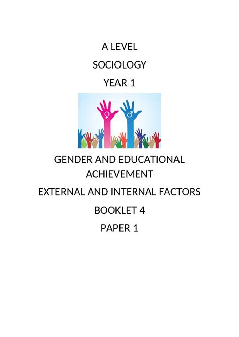 Gender Complete Booklet A Level Sociology Year 1 Gender And