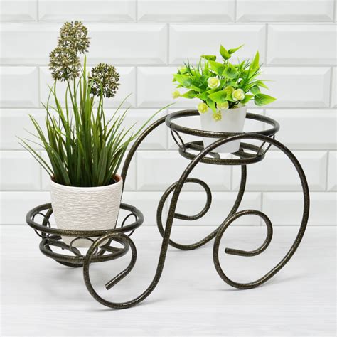 Подставка для цветов Эконом на 2 горшка бронза