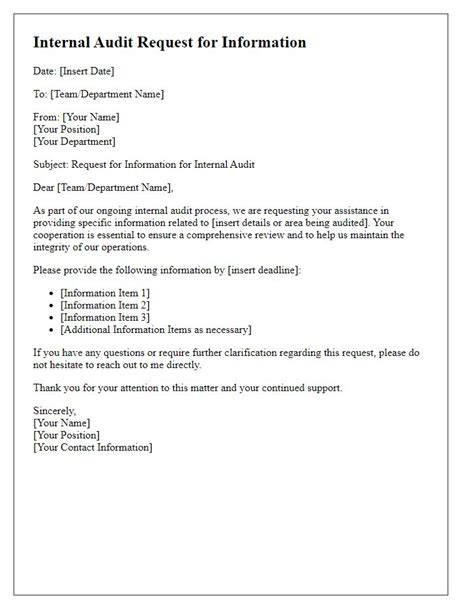 Letter Template For Internal Audit Announcements Free Samples In Pdf Letterin