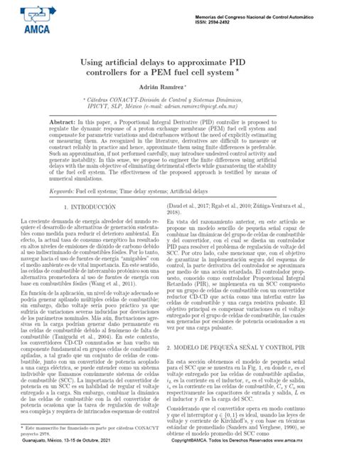 Using Artificial Delays To Approximate Pid Controllers For A Pem Fuel Cell System Pdf