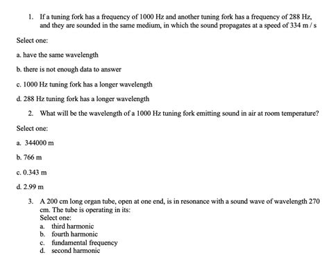 Solved If A Tuning Fork Has A Frequency Of Hz And Chegg Com