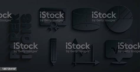 그래프 일정 차트 다이어그램 파이 인포그래픽 연필 X 글리프의 정사각형 뿌리 기하학적 그림 실린더 및 인증서 템플릿 아이콘을