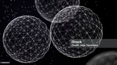 점과 선이 연결된 추상적인 구체 어두운 배경에 바이러스 박테리아의 요소가 있는 그림 3d 0명에 대한 스톡 사진 및 기타 이미지 Istock