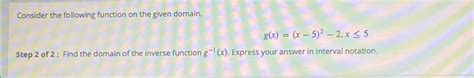 Consider The Following Function On The Given Chegg